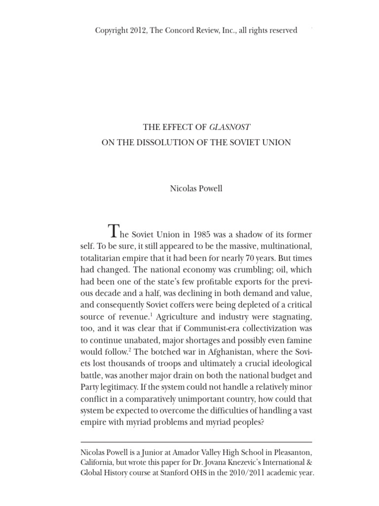 The Effect of Glasnost On The Dissolutio | PDF | Mikhail Gorbachev ...