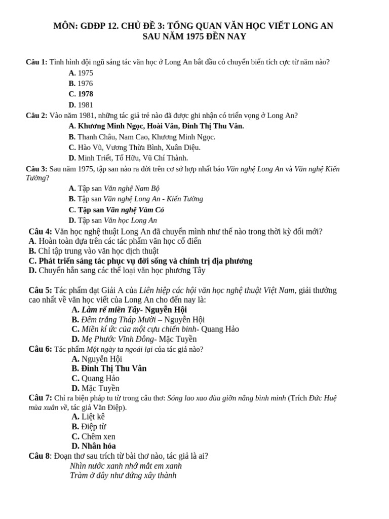 Cau Hoi Trac Nghiem 12 -Dgdp_HS | PDF