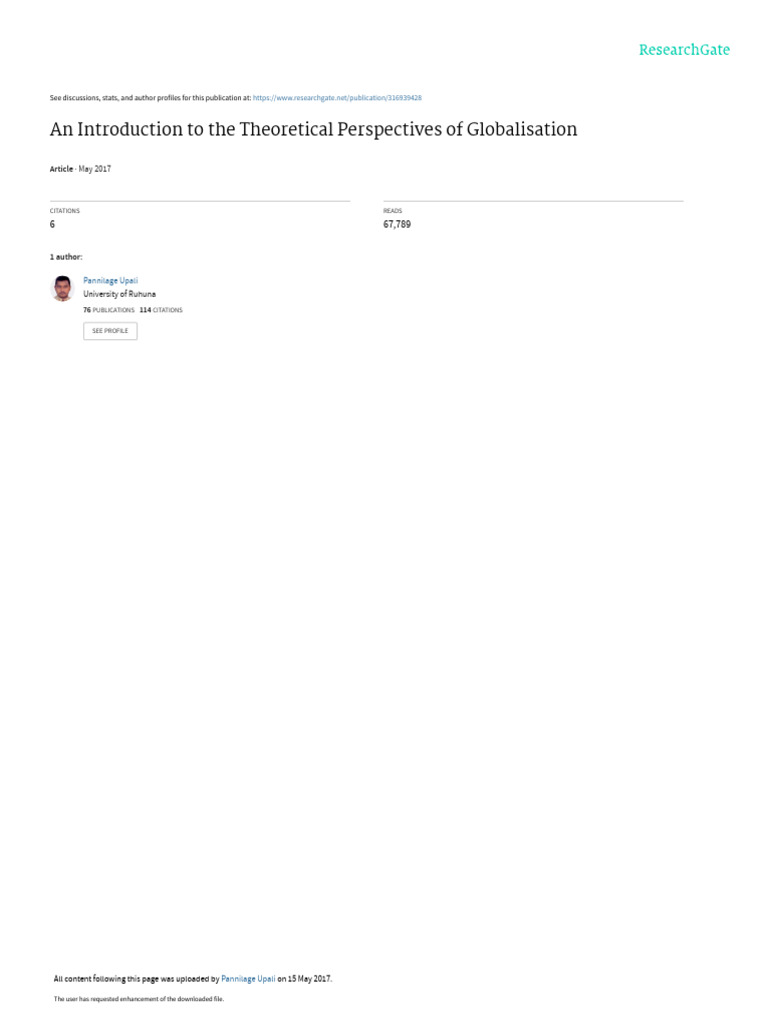 Theoretical Perspectives of Globalisation | PDF | World Systems Theory ...