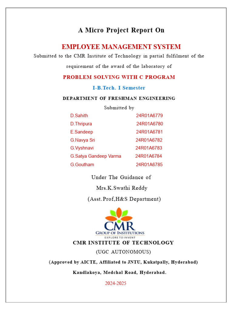 Employee Management System Report | PDF | User Interface | User (Computing)