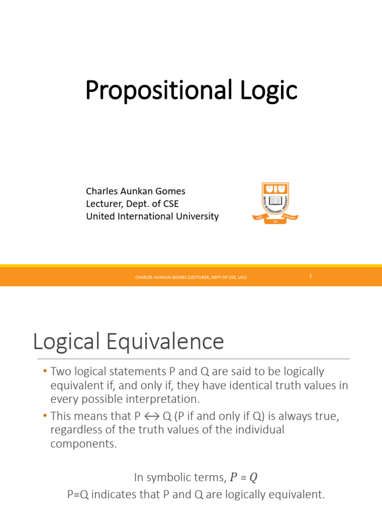 3. Propositional Logic (Part 3) | PDF | If And Only If | Contradiction