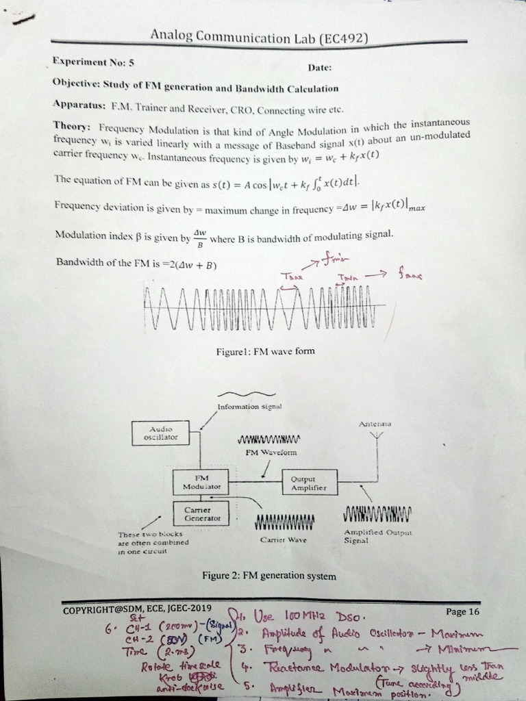 Exp 6 Analog Communications | PDF | Frequency Modulation | Modulation