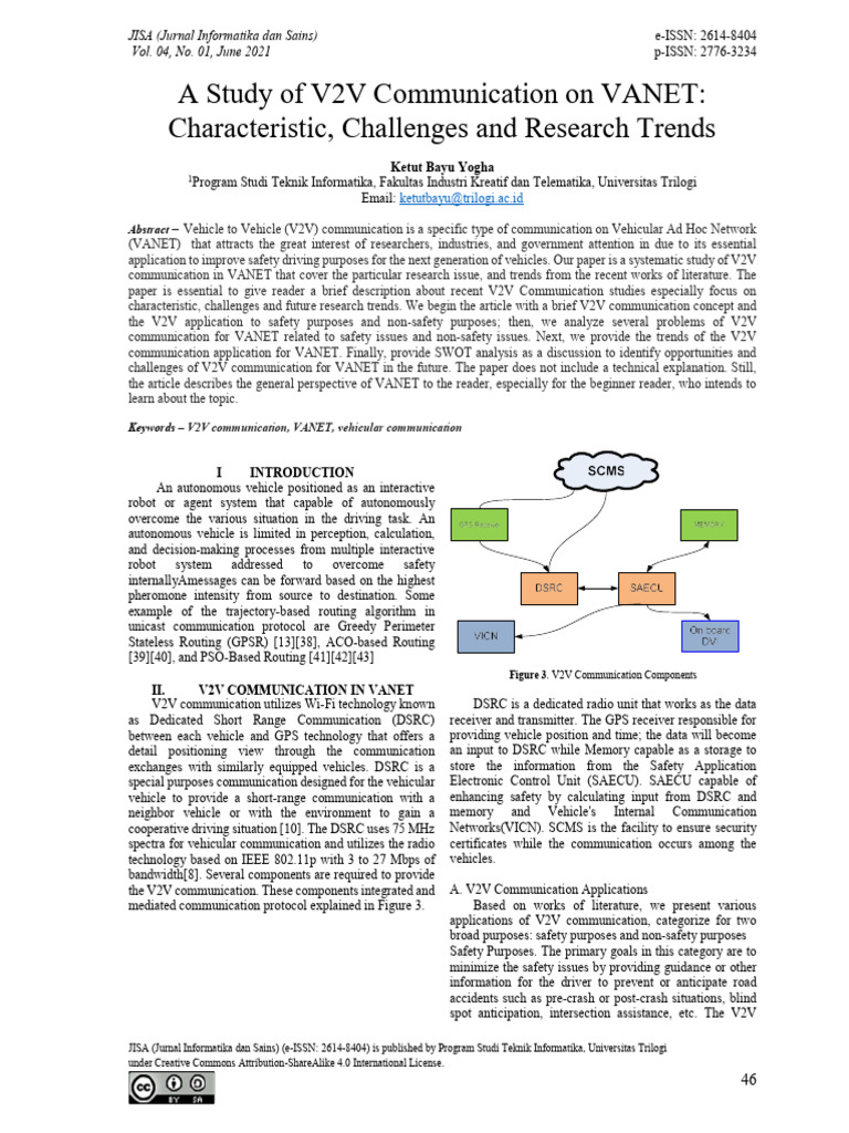 A Study of V2V Communication On VANET Characterist | PDF | Computer Network | Traffic