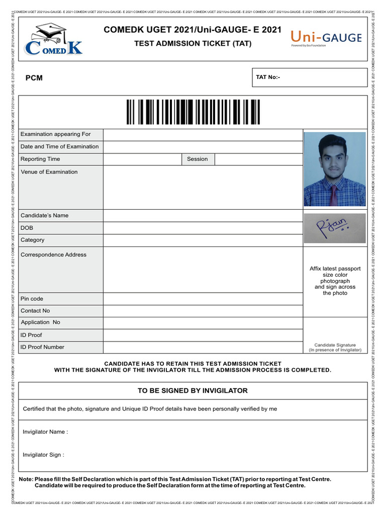 Candidate Hall Ticket | PDF