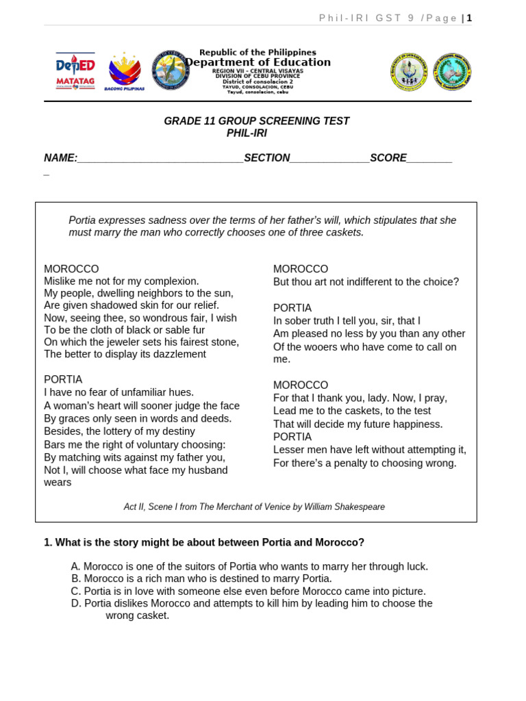 Grade-9_questionnaire-GST-edited-layout | PDF | Mental Disorder