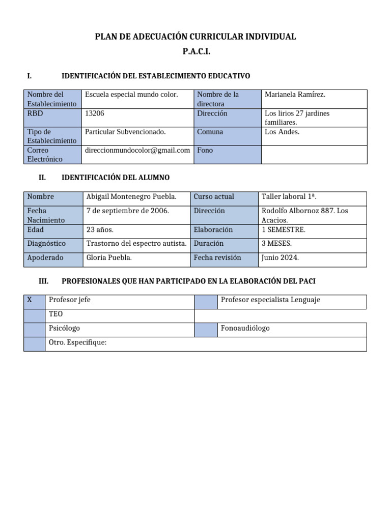 PACI ABIGAIL | PDF | Salón de clases | Evaluación