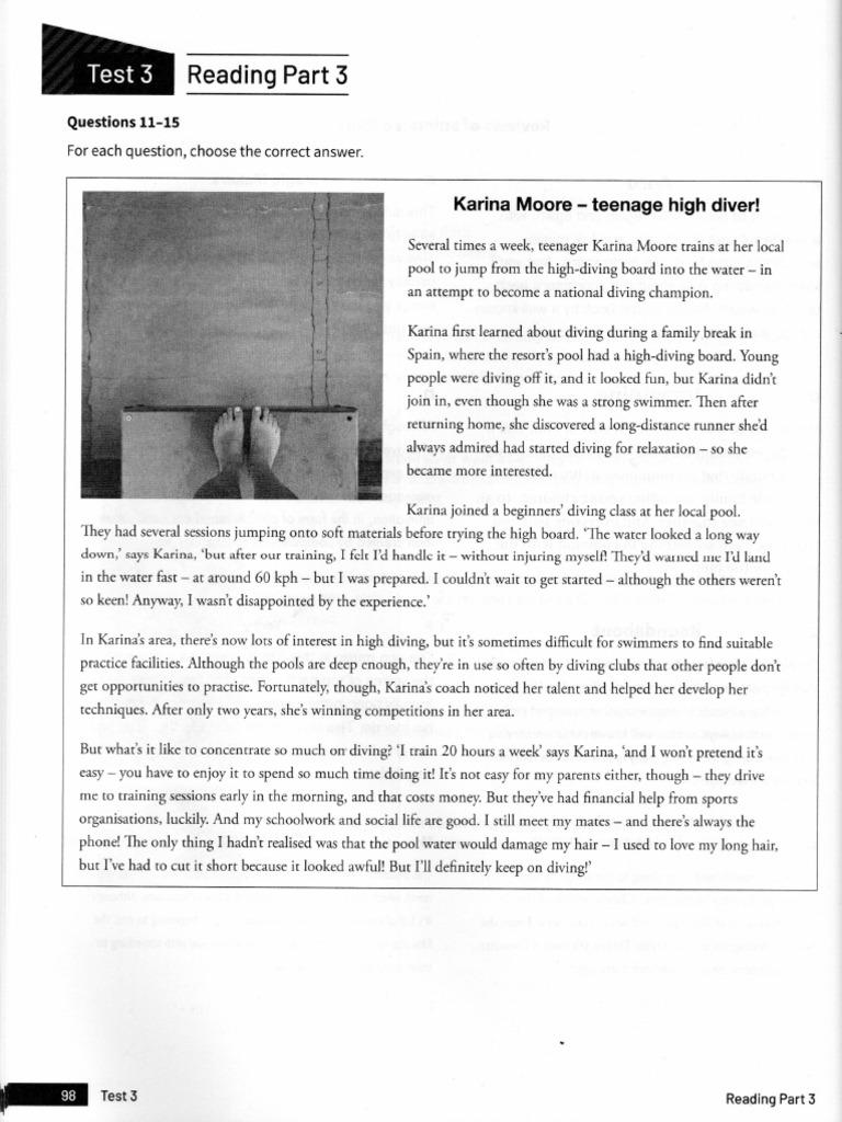 PET For Schools Trainer Test 3 - Reading Part 3 | PDF