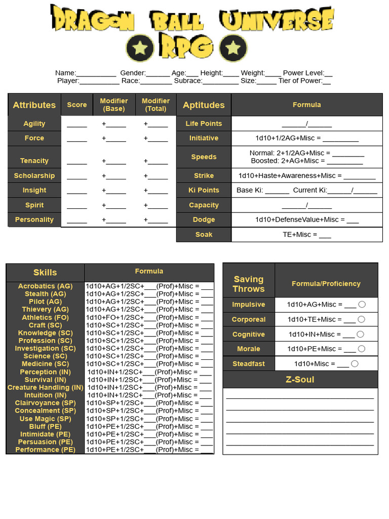 DBU Character Sheet | PDF | Psychology