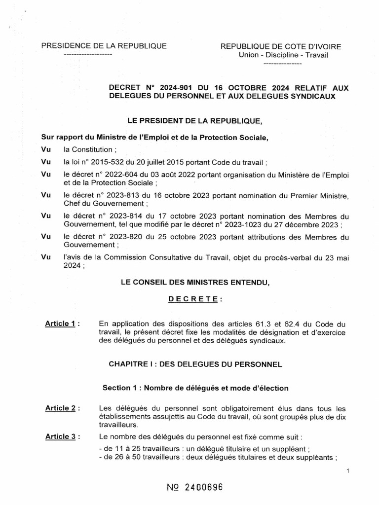 Décret N°2024-901 Du 16 Octobre 2024 Relatifs | PDF