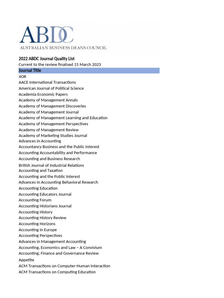 ABDC | PDF | Economics | Business