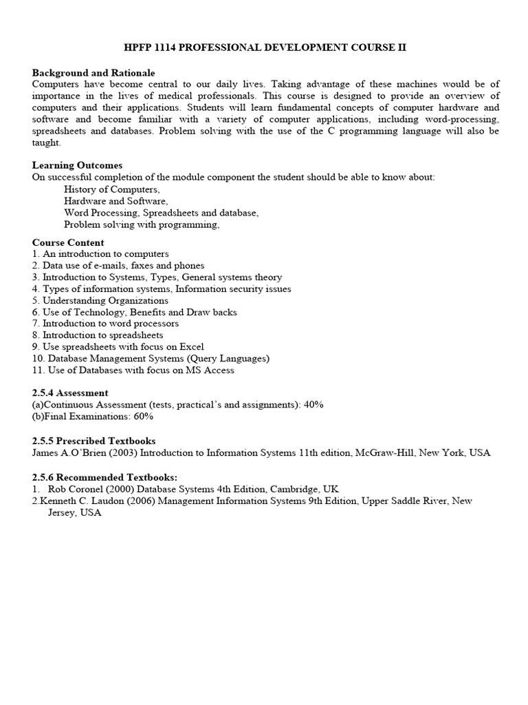 HPFP 1114 Professional Development | PDF