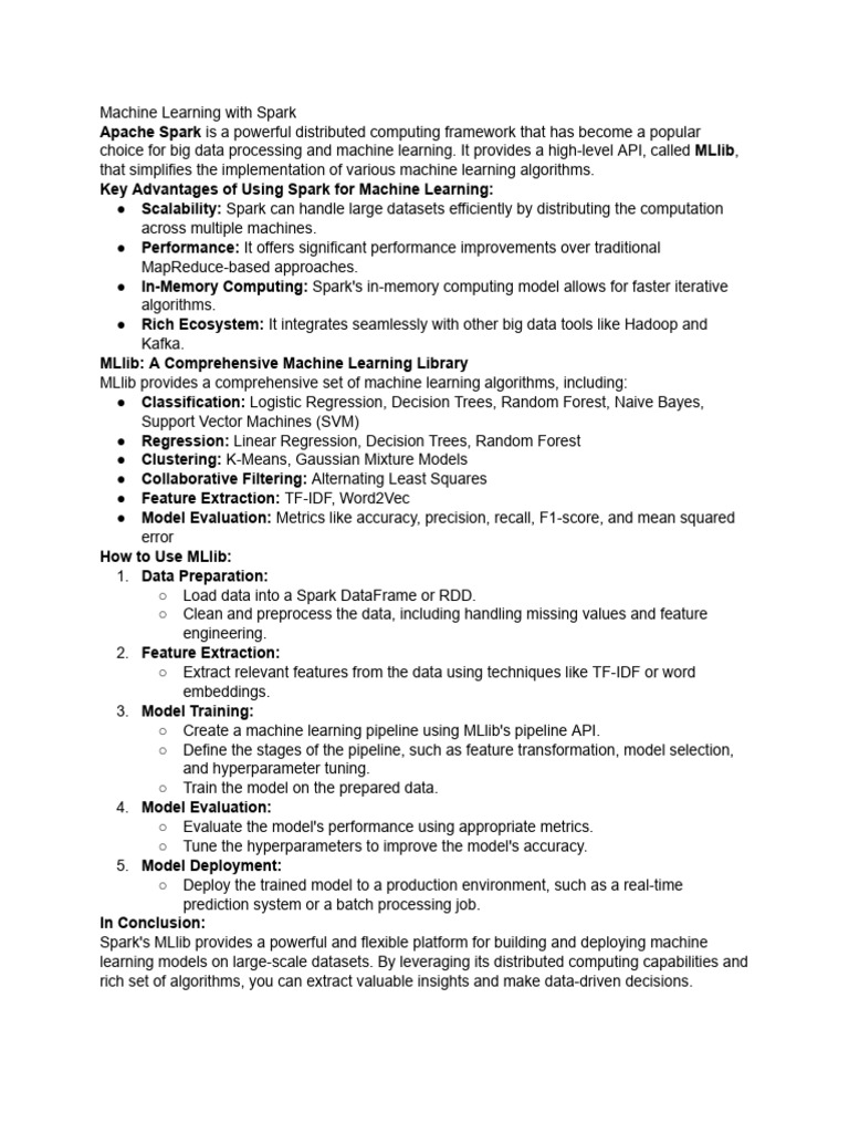 - Machine learning with Spark, | PDF | Machine Learning | Apache Spark