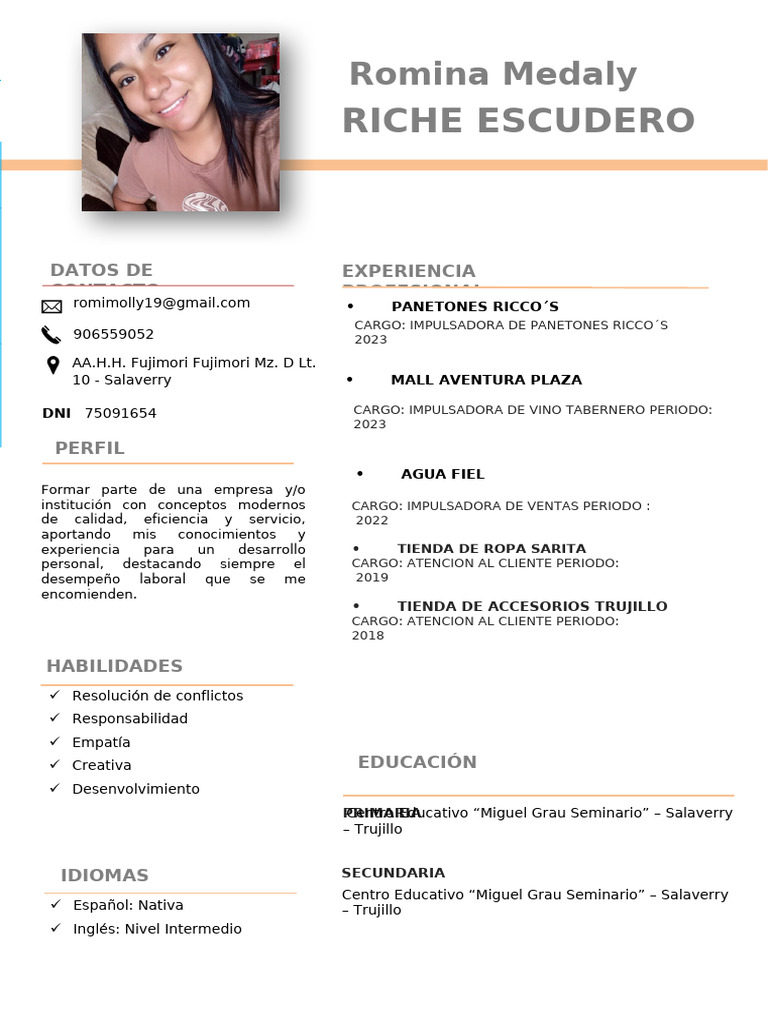 Currículum de Romina Medaly | PDF