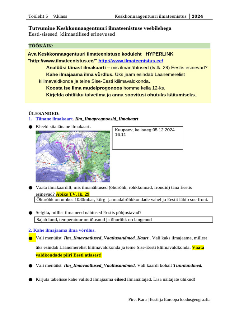 9 TL5 Eesti Ilma Erinevused2024 | PDF