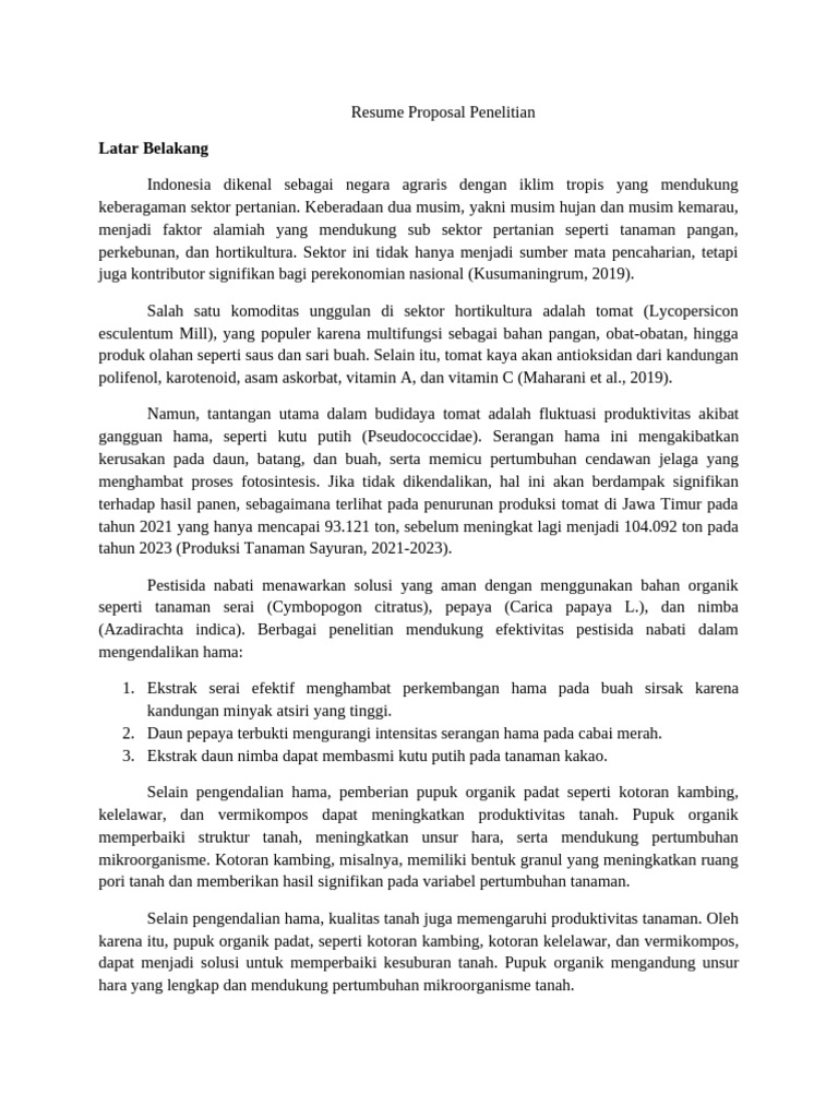 Resume Proposal Penelitian | PDF
