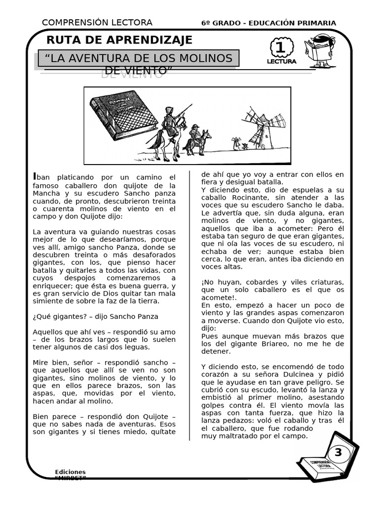 Comprensión Lectora: Don Quijote y Molinos | PDF | Don Quijote ...