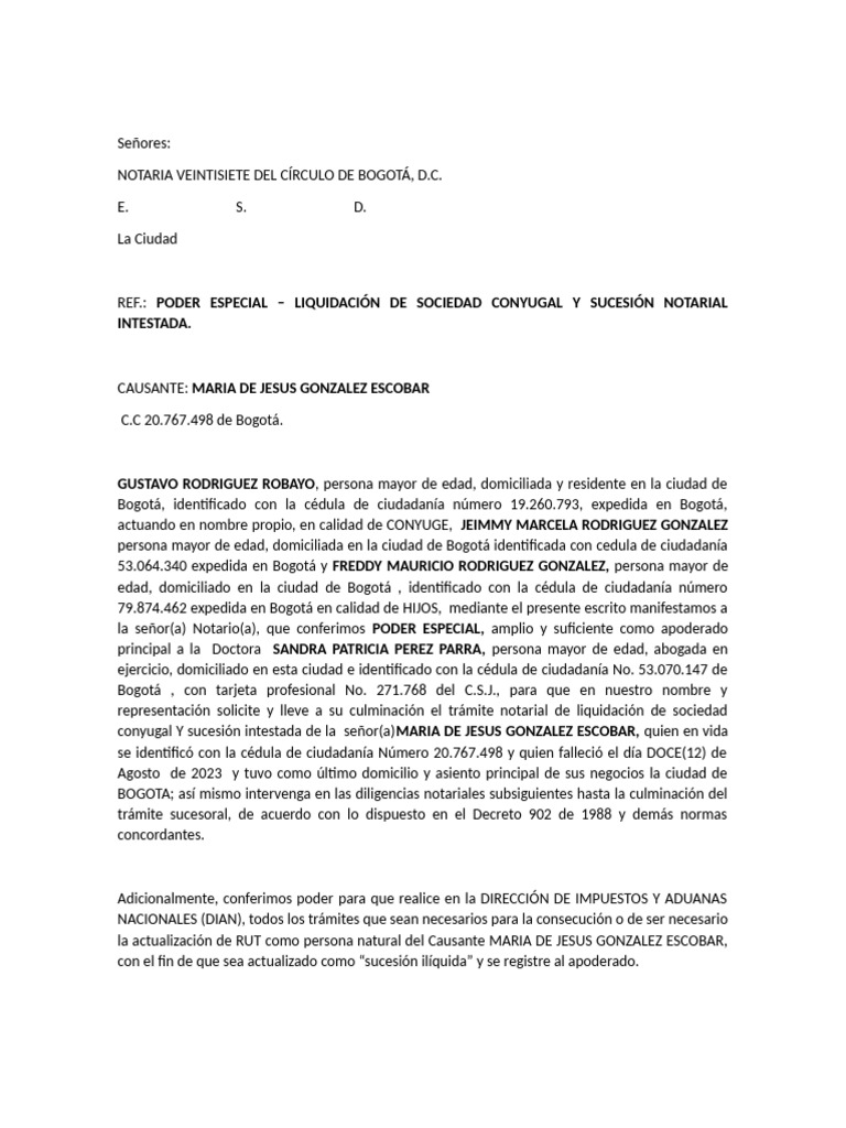 Poder Notarial Sucesion[1] | PDF | Documento de identidad