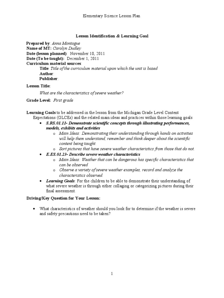 What Are The Characteristics of Severe Weather? | PDF | Lesson Plan ...
