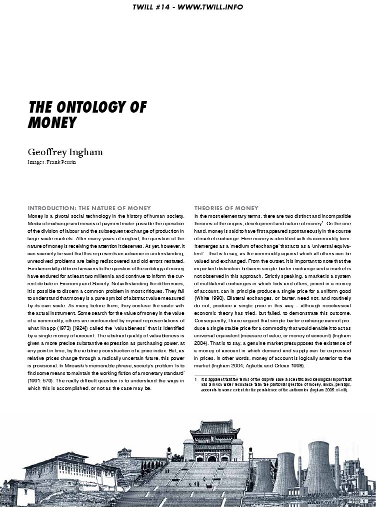 The Ontology of Money by Geoffrey Ingham - TWILL #14 | PDF | Value ...