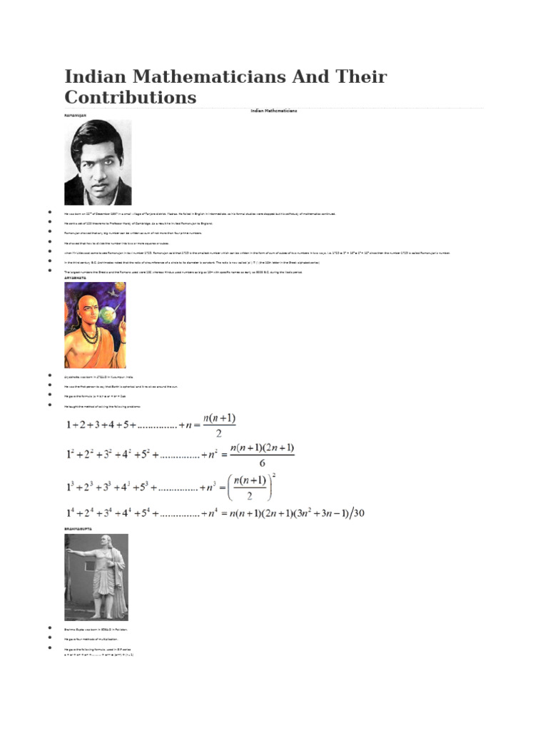 Indian Math Geniuses Unveiled | PDF | Pi | Numbers