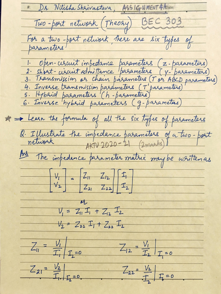 Assignment 4A + Preparation Strategy Two Port Network | PDF