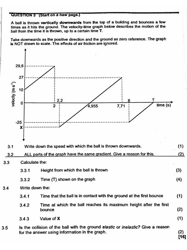 Vertical Projectile Motion Past Paper 2 With Memo | PDF