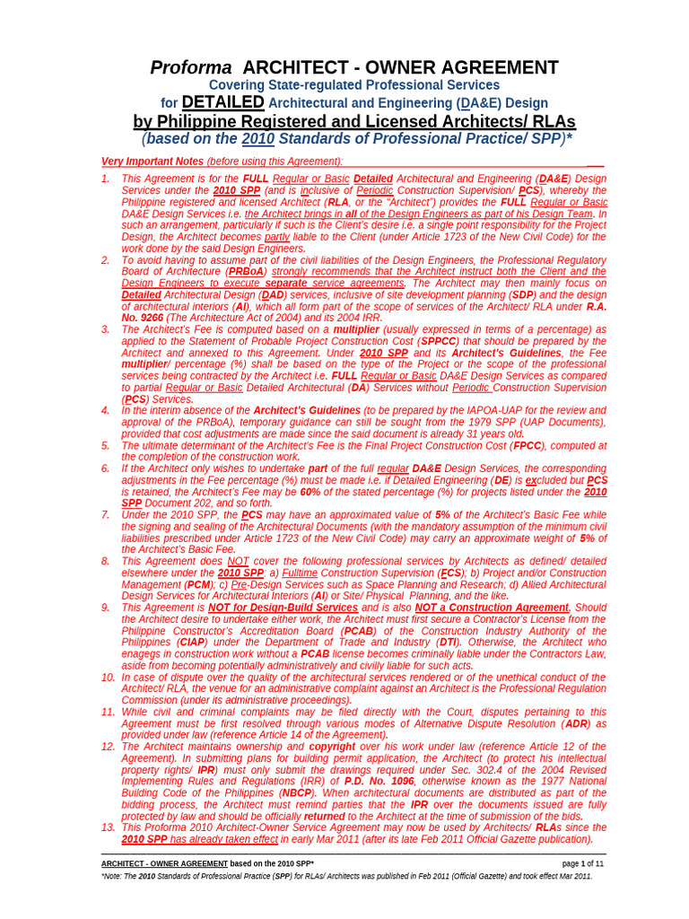 ProForma-Owner-Architect-Agreement-SPP-Doc-202 | PDF | Alternative ...
