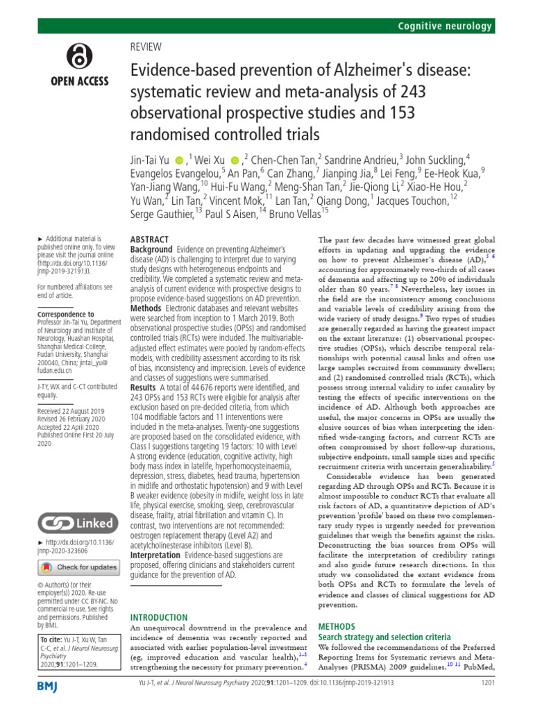 1201.Full Alz Prev En | PDF | Dementia | Cardiovascular Diseases
