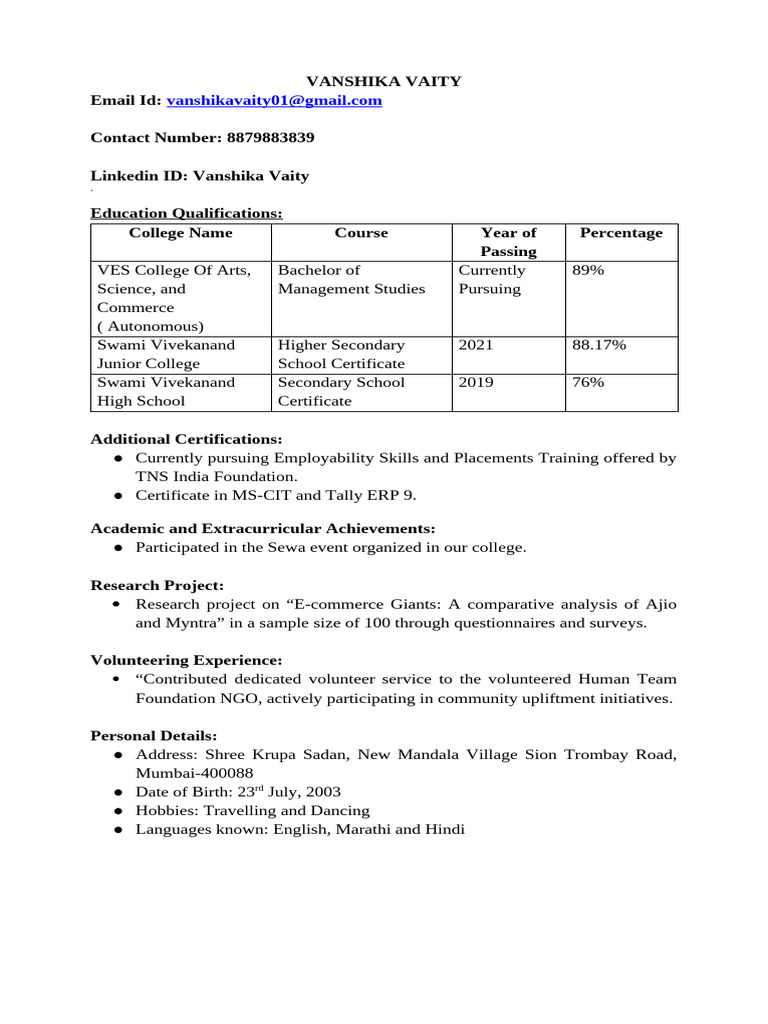 CV Template | PDF