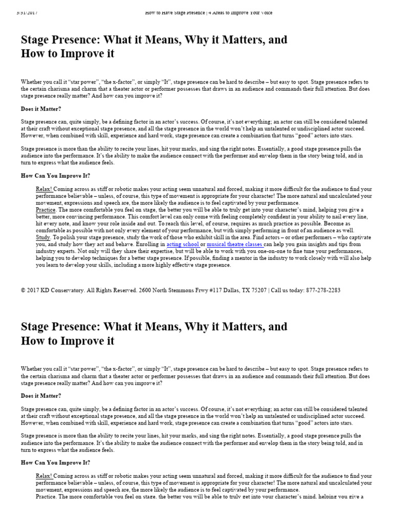 Stage Presence - What It Means Why It Matters and How To Improve It ...