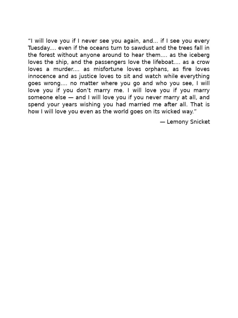 Lemony Snicket Quote On Love | PDF