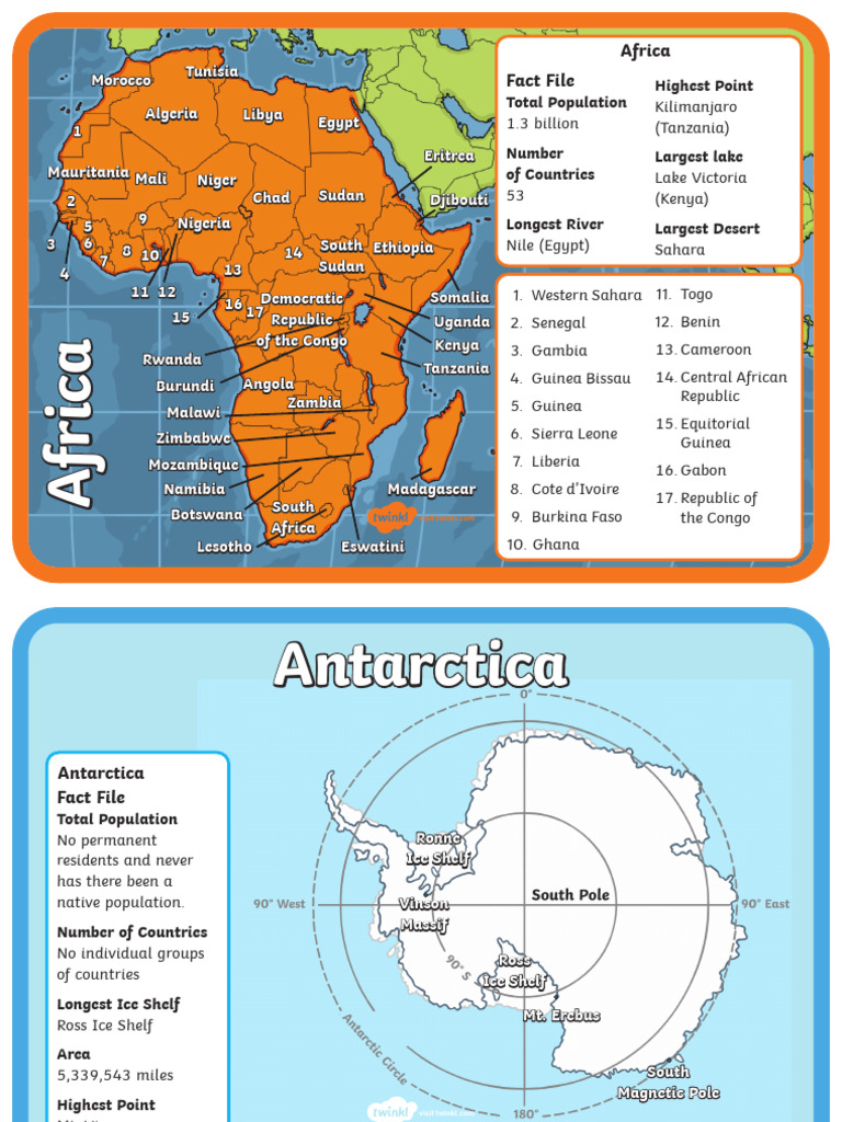 Geography Continents of the World Fact File Posters | PDF | Africa ...