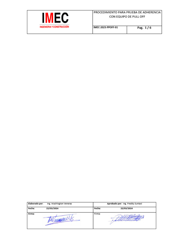 Procedimiento Prueba Adherencia Pull Off | PDF | Adhesión | Adhesivo