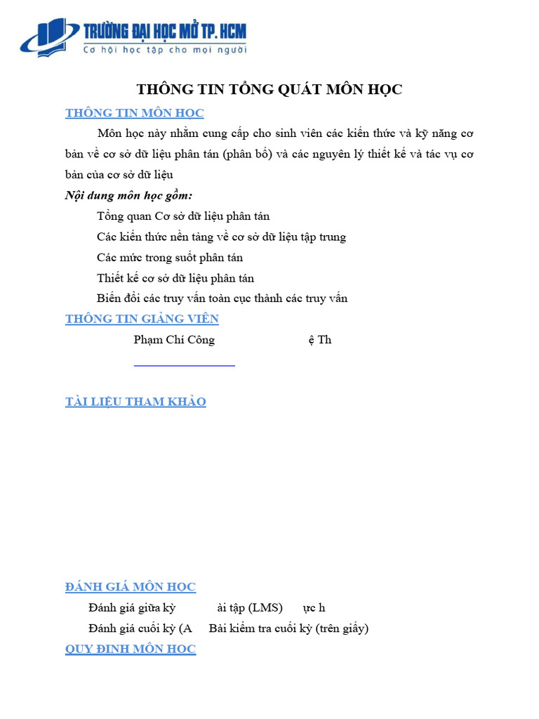 Decuong TQ CSDLPT | PDF