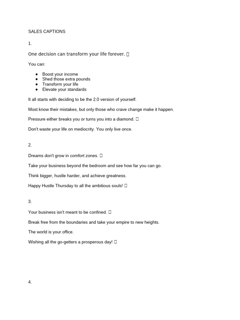SALES CAPTIONS | PDF | Entrepreneurship