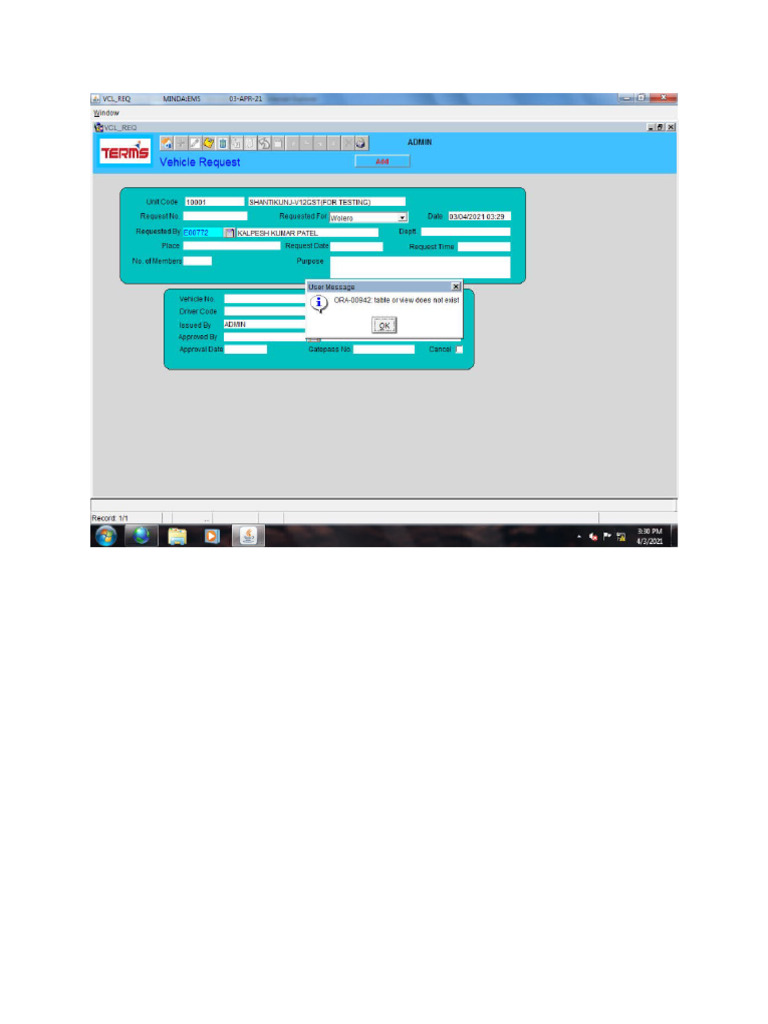 Request Form Error | PDF