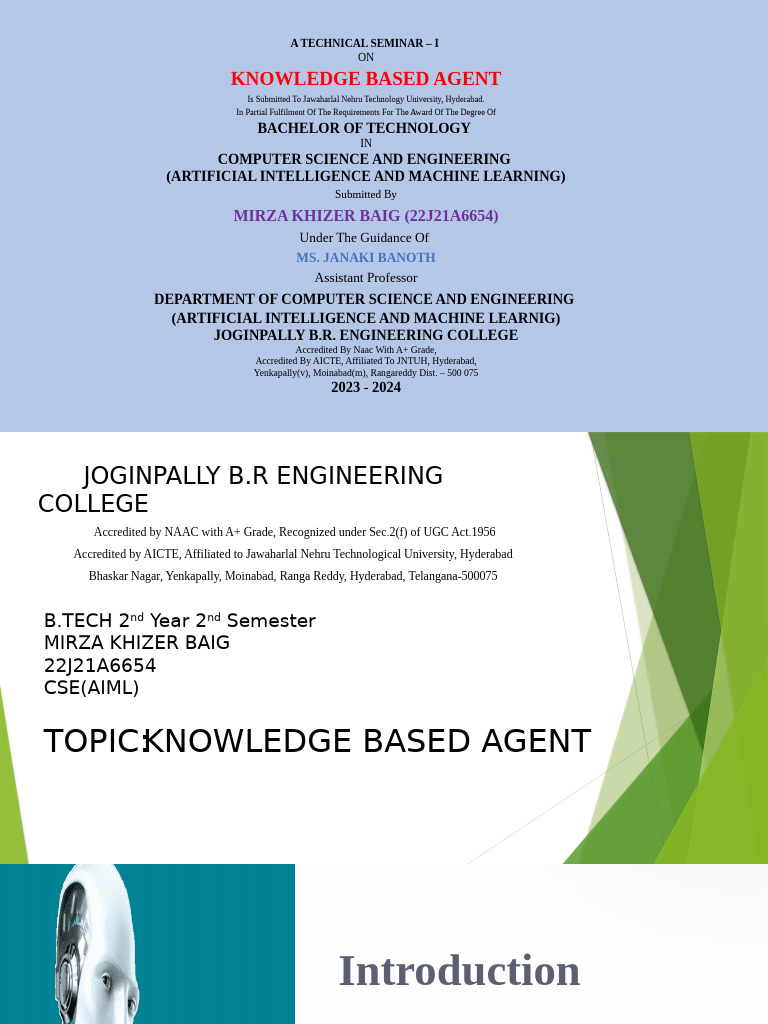 Introduction To Knowledge Based Agents | PDF | Knowledge Representation And Reasoning | Cognition