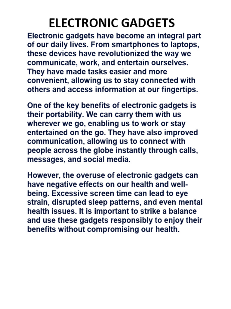 Electronic Gadgets | PDF