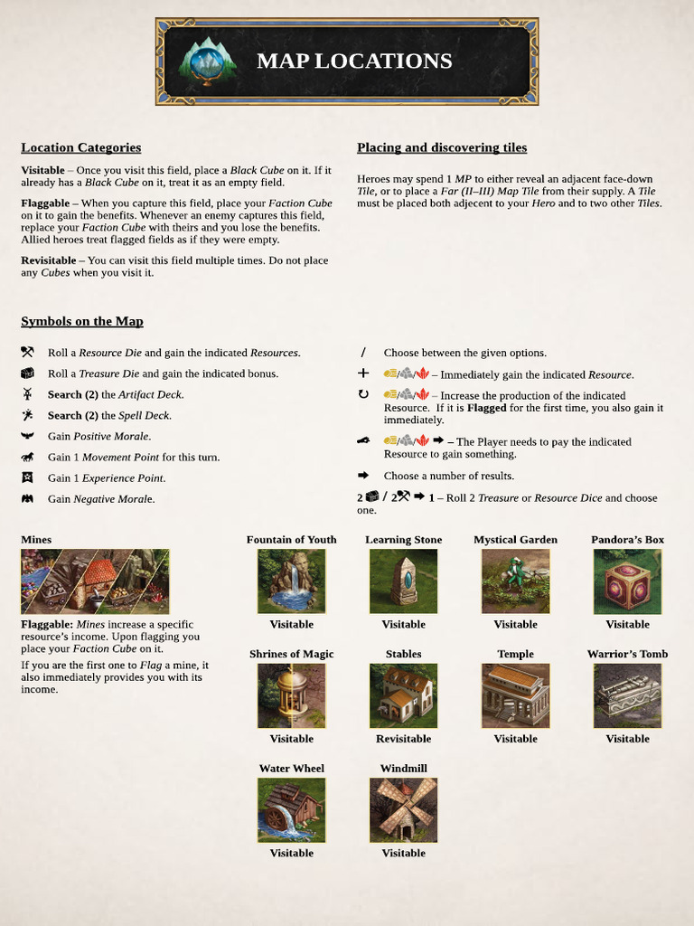 HoMM3 Board Game - Quick Guide To Map Locations v1.1 | PDF | Tabletop ...