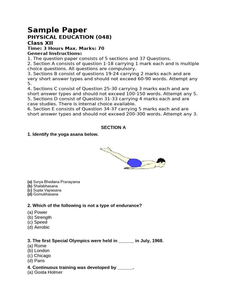sample paper 12th full 2 | PDF | Asana | Diseases And Disorders