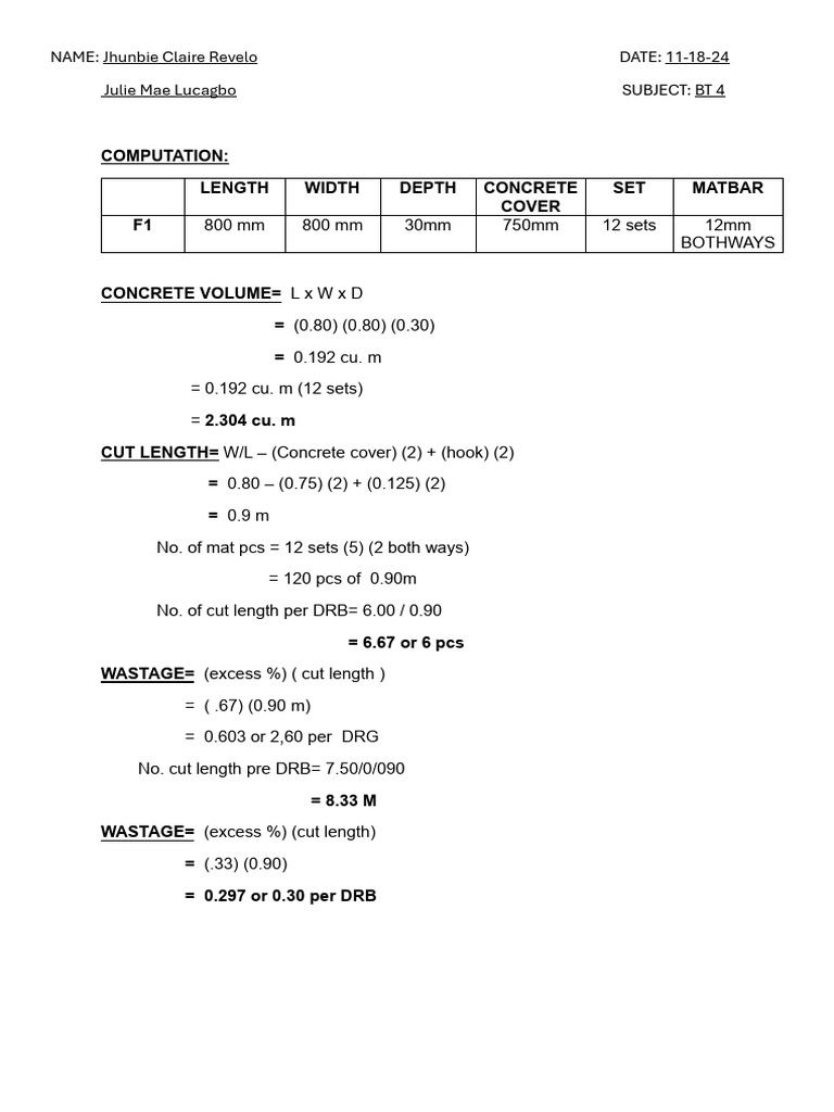 bt calculations | PDF | Reinforced Concrete | Materials
