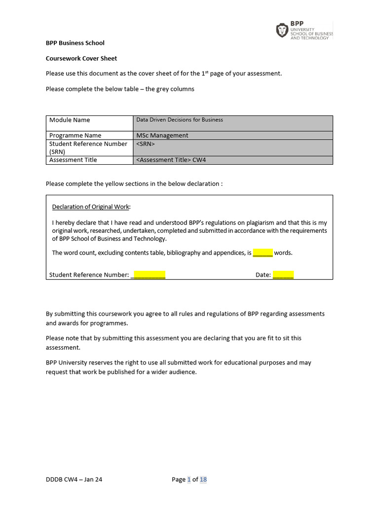 Summative Assessment Brief DDDB - CW4 AJW1 | PDF | Data Analysis | Marketing