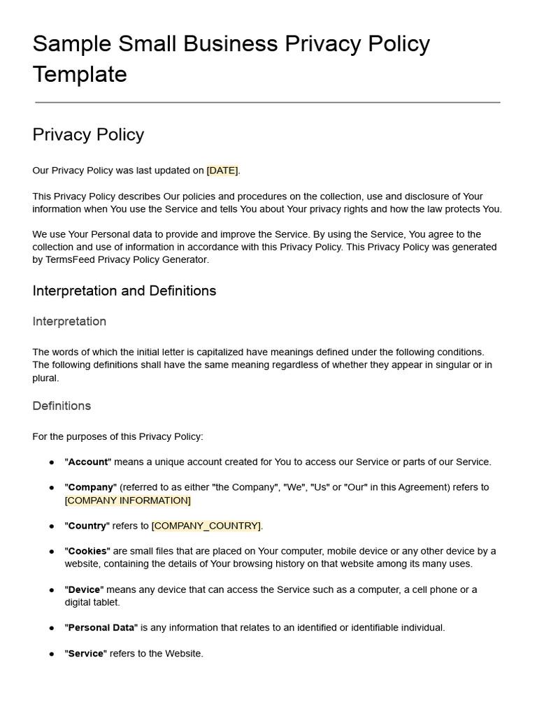 Small Business Privacy Policy Template | PDF | Http Cookie | Cyberspace
