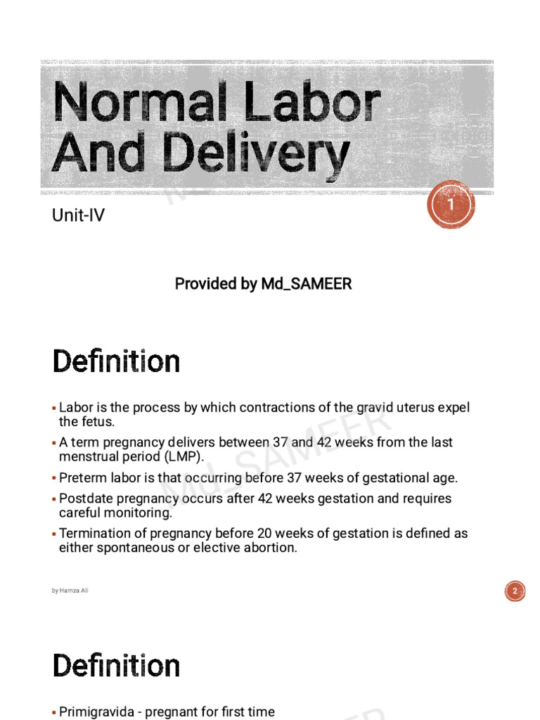 Unit-5 (B) Normal Labour & Delivery Provided by MD - SAMEER | PDF | Childbirth | Pelvis
