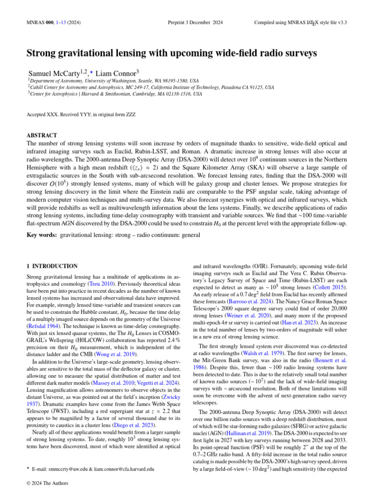 Strong Gravitational Lensing With Upcoming Wide-Field Radio Surveys ...