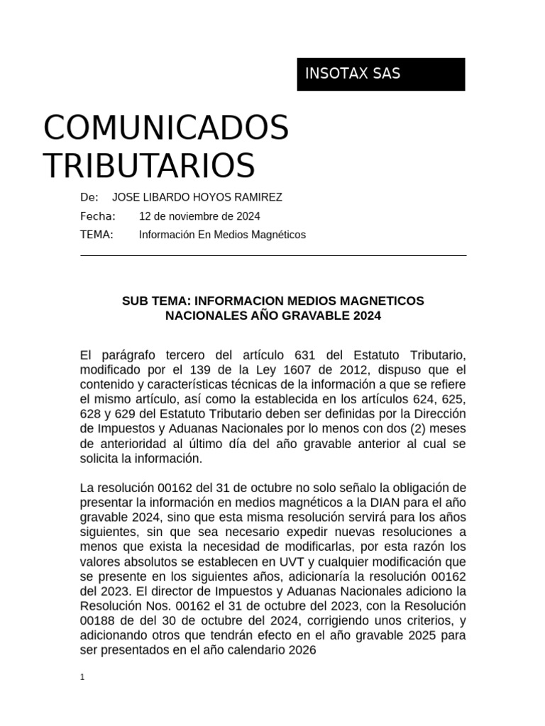 228 CIRCULAR INFORMACION EN MEDIOS MAGNETICOS | PDF | Impuestos | Impuesto al valor agregado