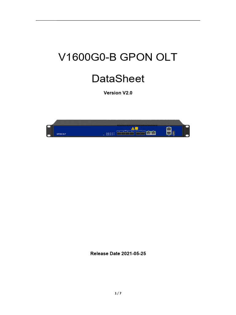 V1600G0-B GPON OLT Data Sheet | PDF | I Pv6 | Ip Address
