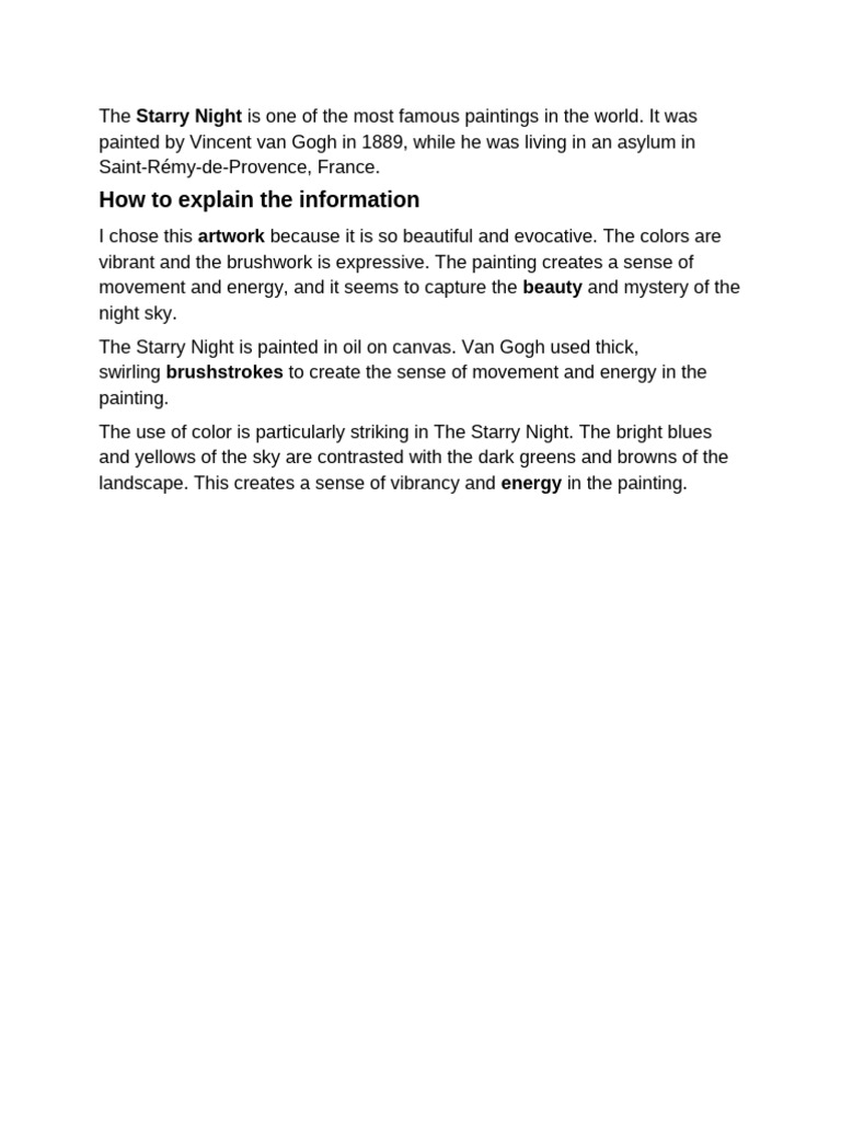 The Painting Art Starry Night | PDF