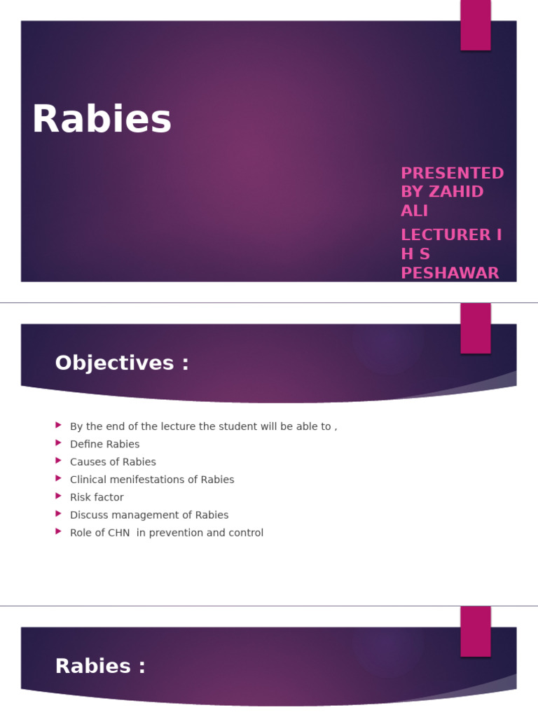 Rabies Ppt | PDF | Rabies | Medical Specialties