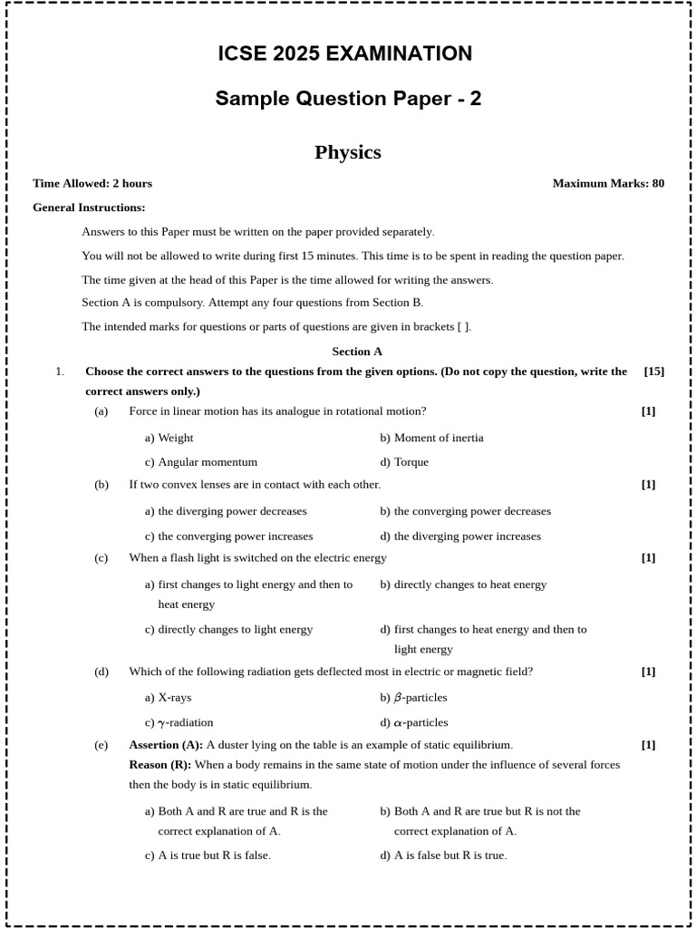 Physics Sample Question Paper 2 | PDF | Atomic Nucleus | Force